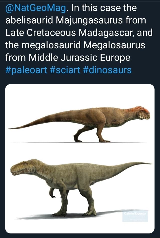 @NatGeoMag. In this case the abelisaurid Majungasaurus from Late ...