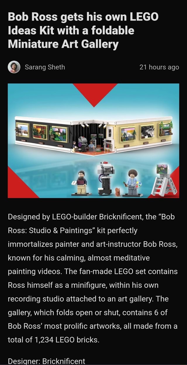 Bob Ross gets his own LEGO Ideas Kit with a foldable Miniature Art ...