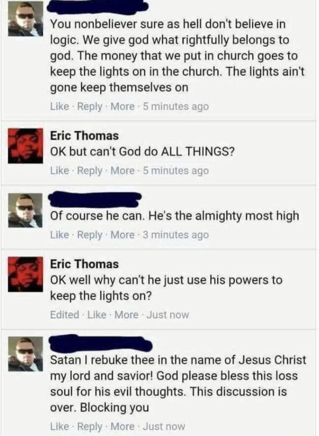 Satan, I rebuke thee! - You nonbeliever sure as hell don't believe in ...