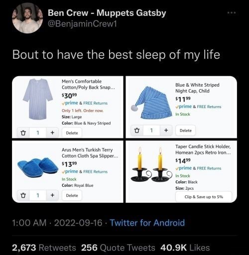 Ben Crew - Muppets Gatsby Be Bout to have the best sleep of my life ...