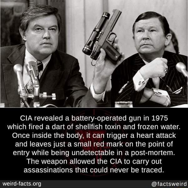 CIA revealed a battery-operated gun in 1975 which fired a dart of ...