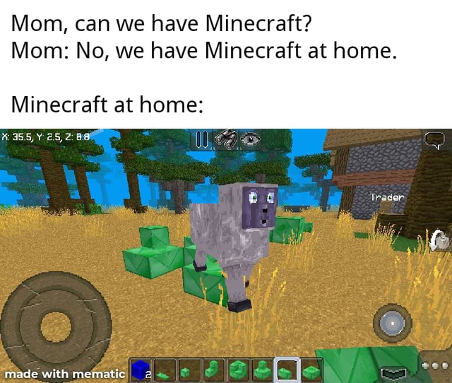 Mom, can we have Minecraft? Mom: No, we have Minecraft at home ...