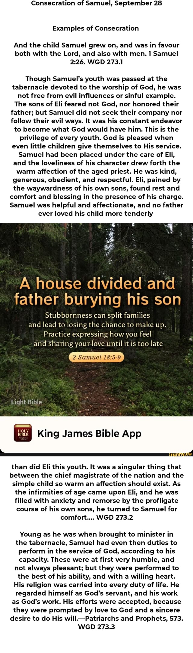 Consecration of Samuel, September 28 Examples of Consecration And the ...