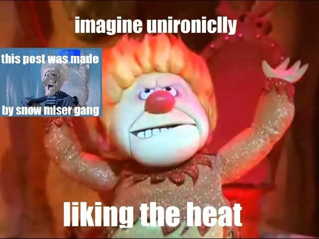 Imagine unironiclly this post was made hy snow miser gang liking the ...