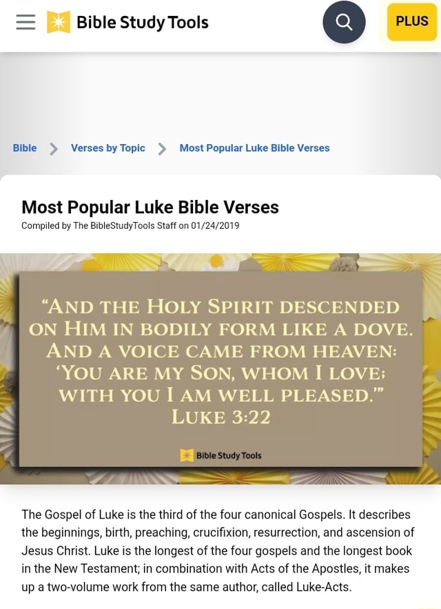 Bible Study Tools & PLUS Bible Verses by Topic Most Popular Luke Bible ...
