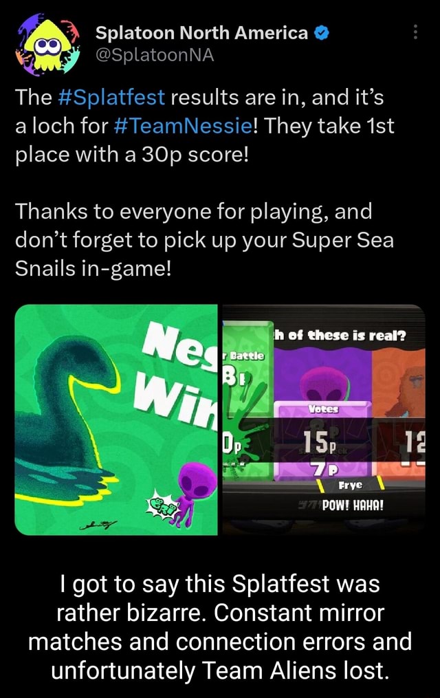Splatoon North America @SplatoonNA The #Splatfest results are in, and ...