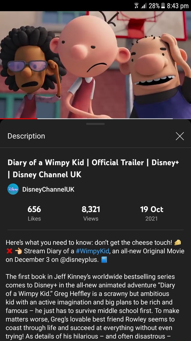 Description al 28% pm Diary of a Wimpy Kid I Official Trailer I Disney+ ...