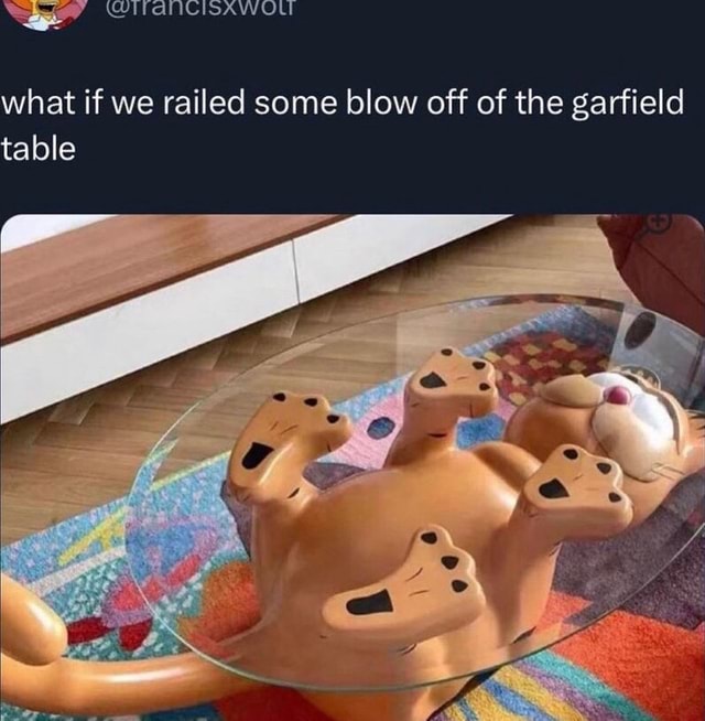 What if we railed some blow off of the garfield table - iFunny