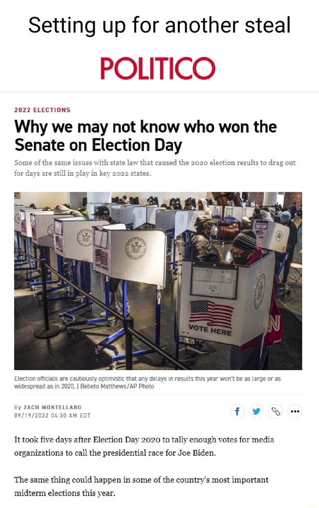 Setting up for another steal POLITICO 2022 ELECTIONS Why we may not ...