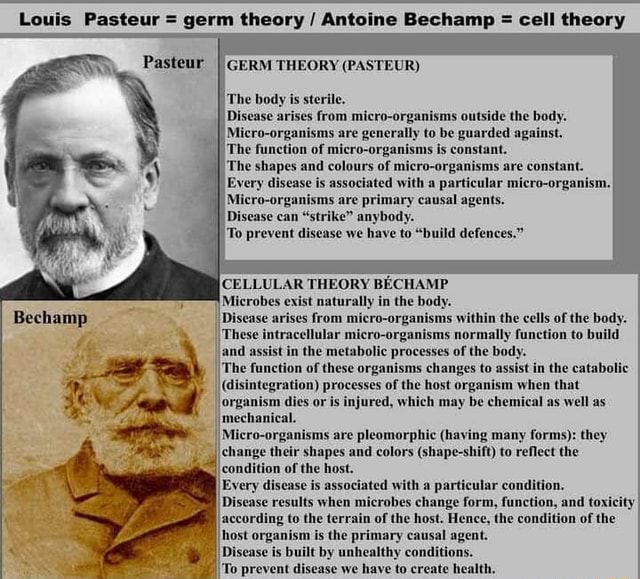 Louis Pasteur = germ theory / Antoine Bechamp = cell theory GERM THEORY ...
