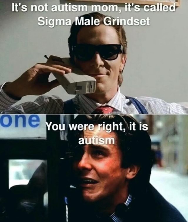 It's not autism mom, it's called Sigma Male Grindset You. were right ...
