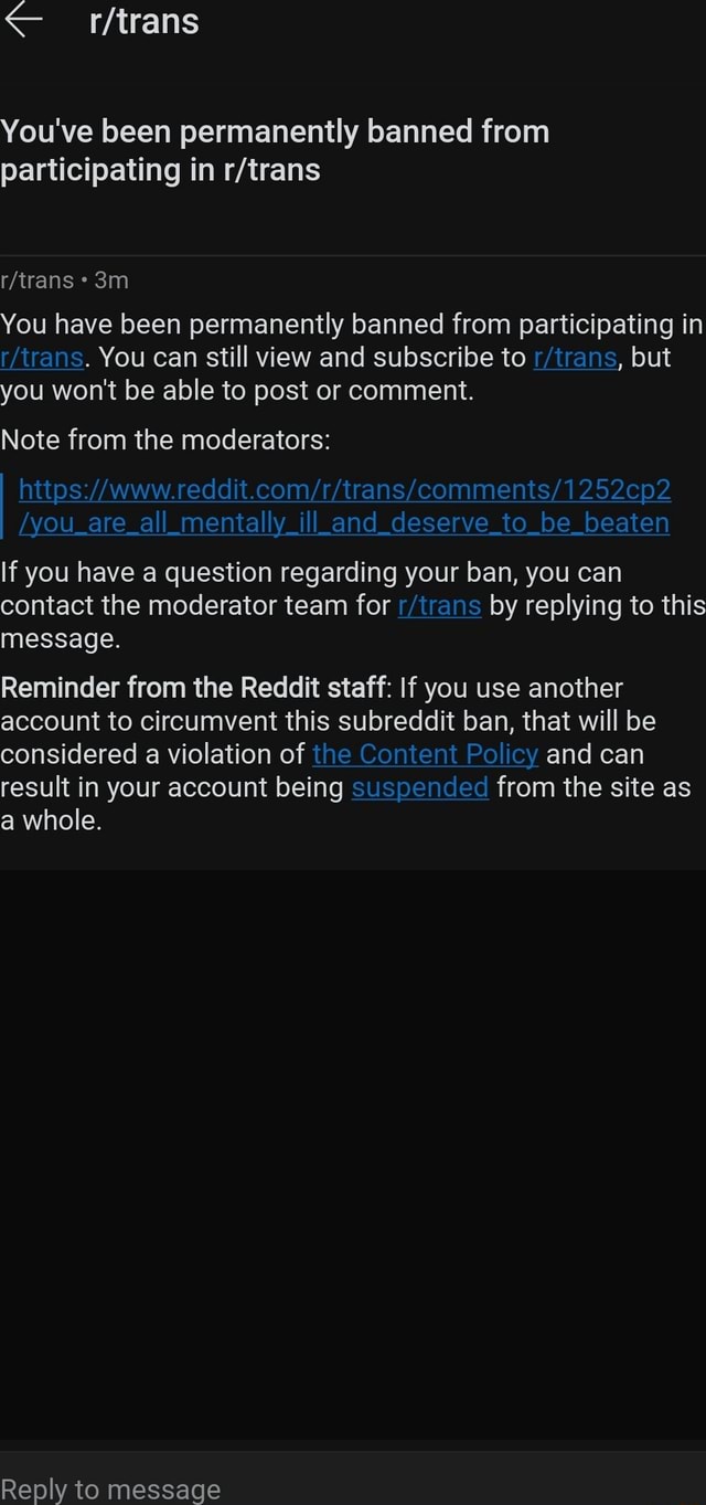 You've been permanently banned from participating in You have been ...