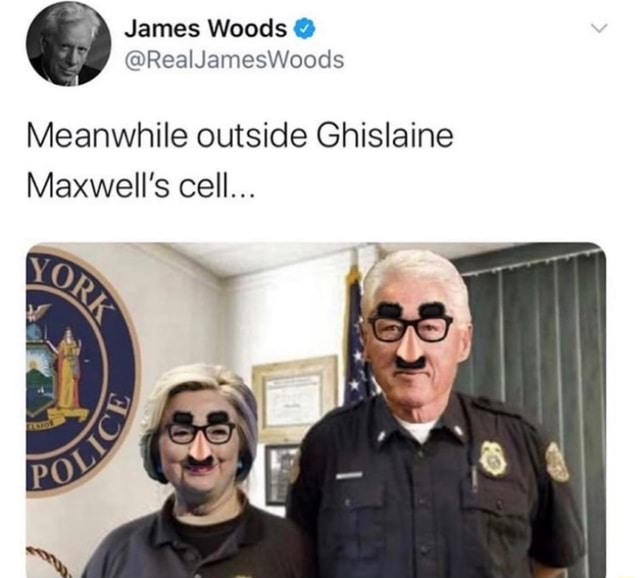 James Woods Meanwhile outside Ghislaine Maxwell's cell... - iFunny
