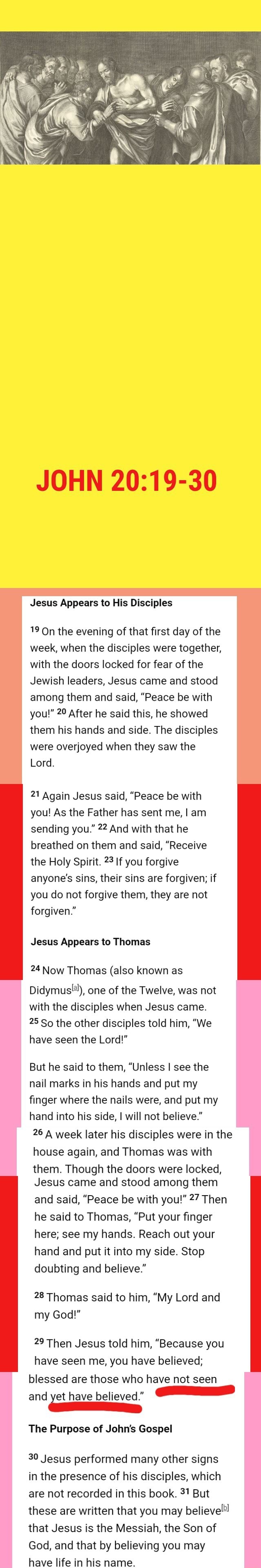 JOHN Jesus Appears to His Disciples 19 On the evening of that first day ...