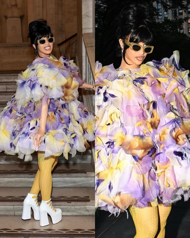 Cardi B rocked a bold and colorful look as she stepped out in NYC for ...