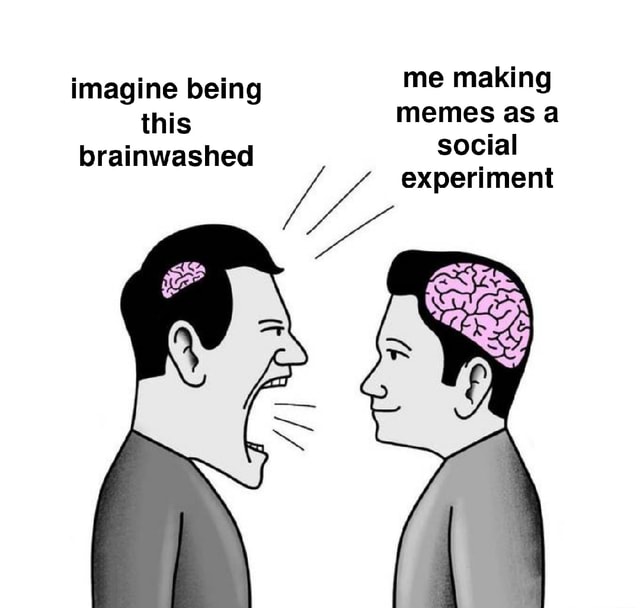 Imagine being me making this memes as a brainwashed social experiment ...