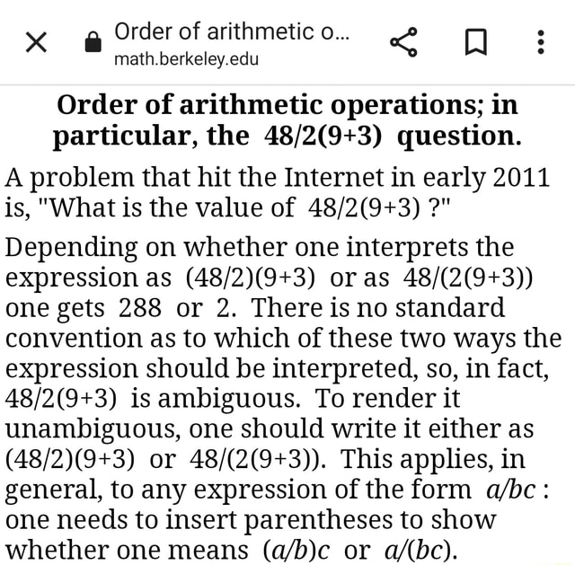 Order of arithmetic o... Order of arithmetic operations; in particular ...
