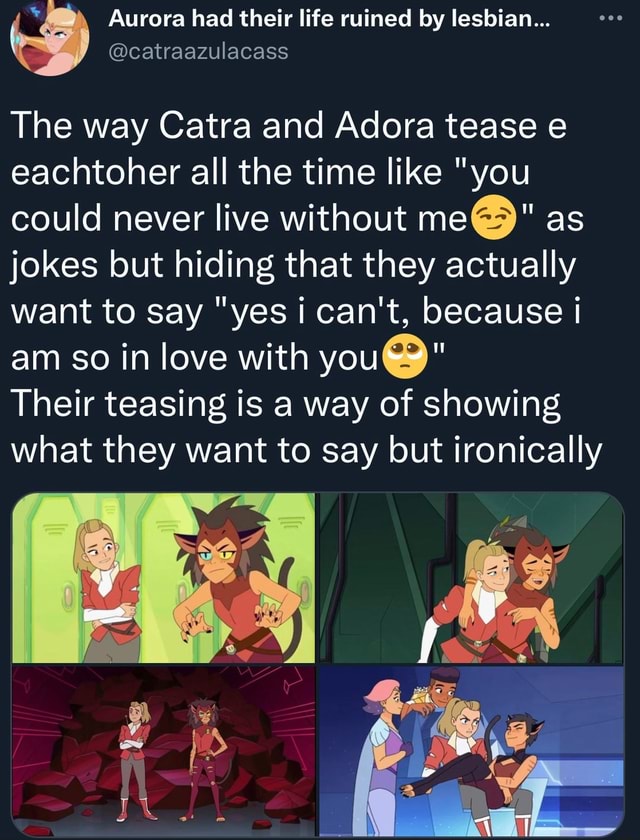 Aurora had their life ruined by lesbian... The way Catra and Adora tease e eachtoher all the ...