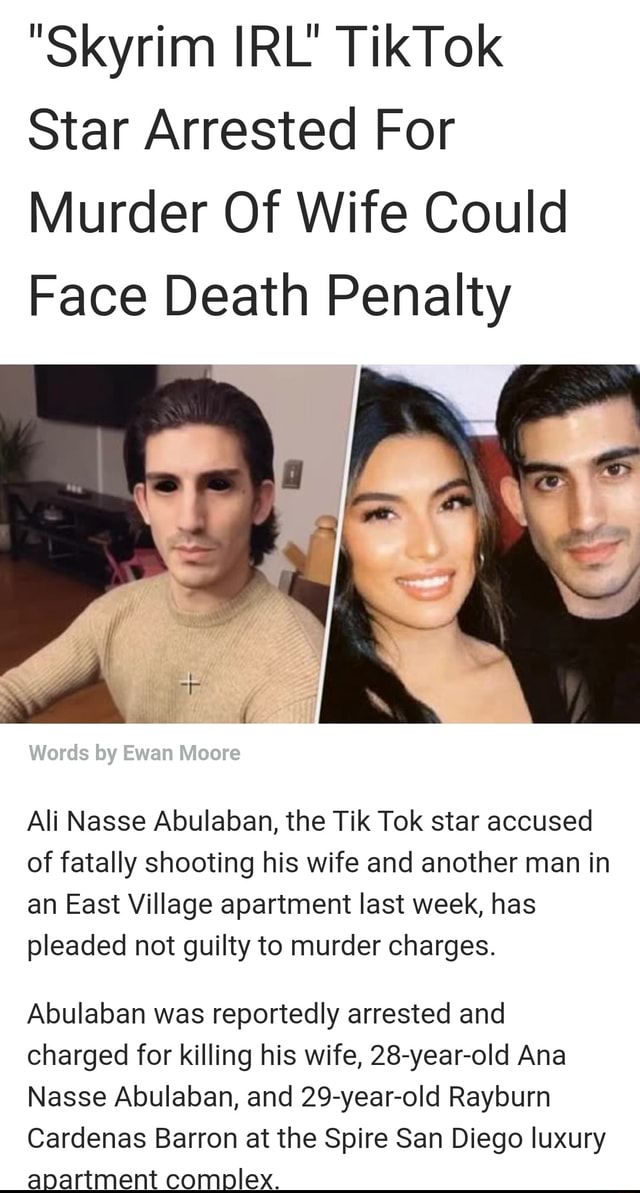 "Skyrim IRL' TikTok Star Arrested For Murder Of Wife Could Face Death ...