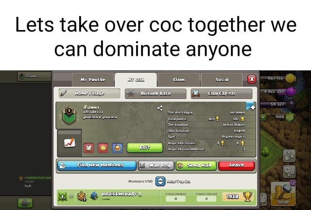 Lets take over coc together we can dominate anyone My Profite Clans ...