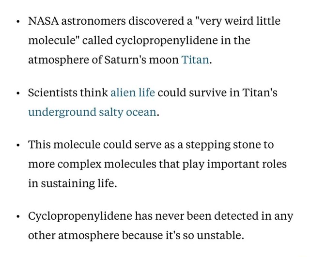 NASA astronomers discovered a "very weird little molecule" called ...