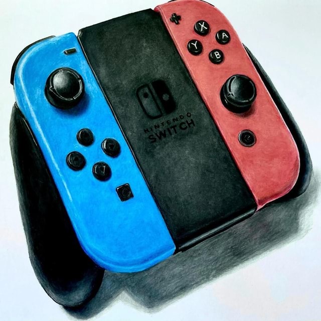 Switch Joycon controller colored pencil drawing - iFunny