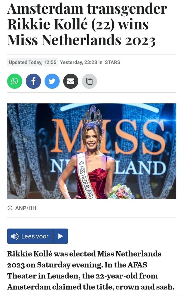 Amsterdam transgender Rikkie Kolle (22) wins Miss Netherlands 2023 ...