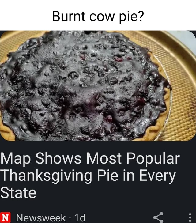 Burnt cow pie? Map Shows Most Popular Thanksgiving Pie in Every State ...