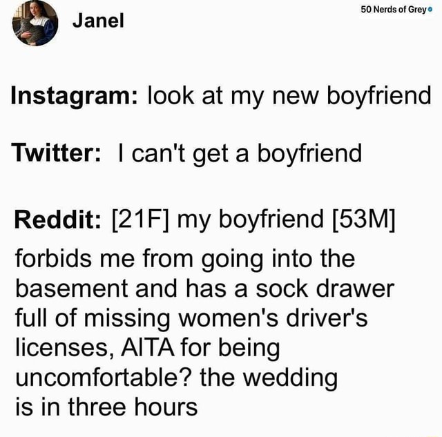 50 Nerds of Instagram: look at my new boyfriend Twitter: I can't get a ...