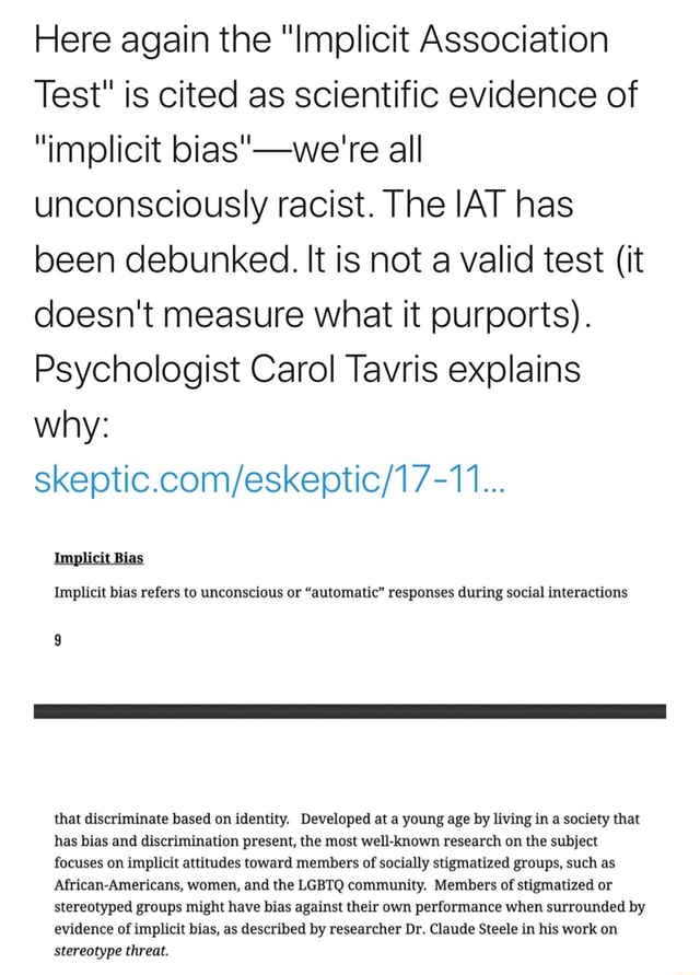 Here again the "Implicit Association Test" is cited as scientific ...