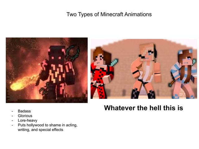 Two Types of Minecraft Animations Whatever the hell this is Badass ...