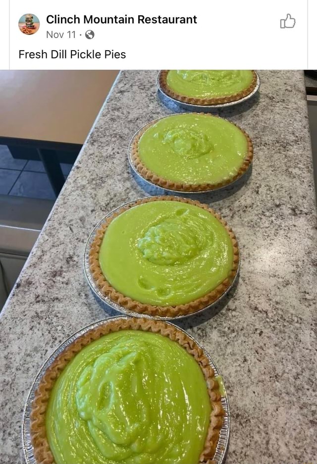 Clinch Mountain Restaurant Nov 11-@ Fresh Dill Pickle Pies rig - iFunny