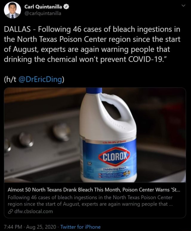 Carl Quintanilla @ DALLAS - Following 46 cases of bleach ingestions in ...
