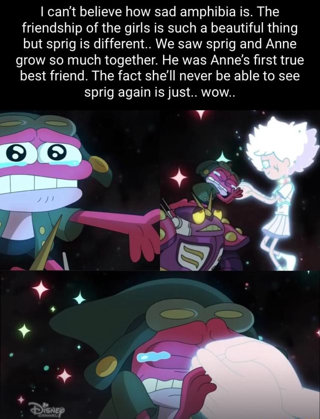 I can't believe how sad amphibia is. The friendship of the girls is ...
