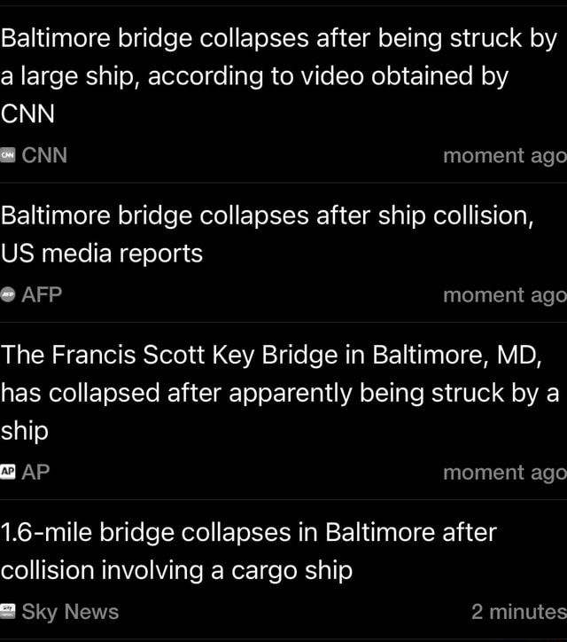 Baltimore bridge collapses after being struck by a large ship ...