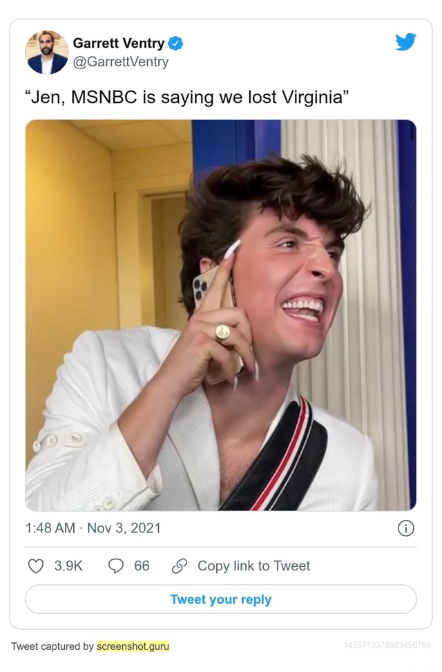 Garrett Ventry pe @GarrettVentry "Jen, MSNBC is saying we lost Virginia ...