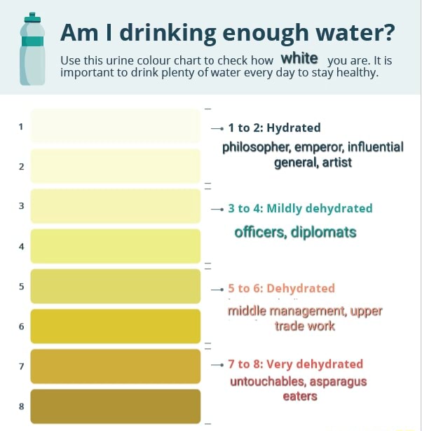 Am I drinking enough water? Use this urine colour chart to check how ...