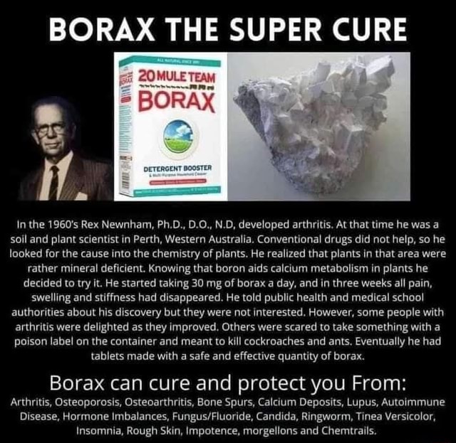 BORAX THE SUPER CURE 20 MULE TEAM BORAX In the 1960's Rex Newnham, Ph.D ...