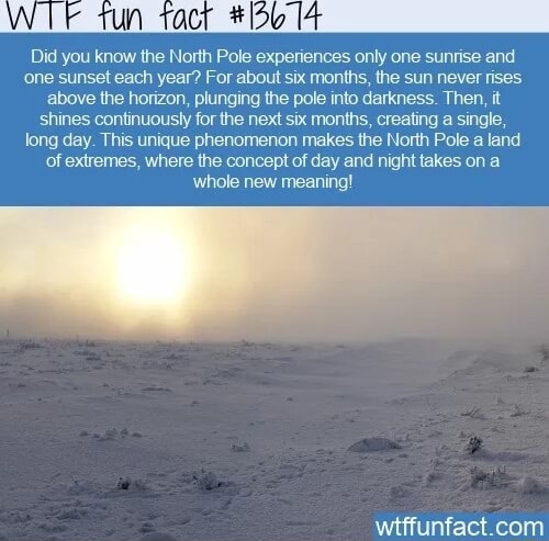 Did you know the North Pole experiences only one sunrise and one sunset ...