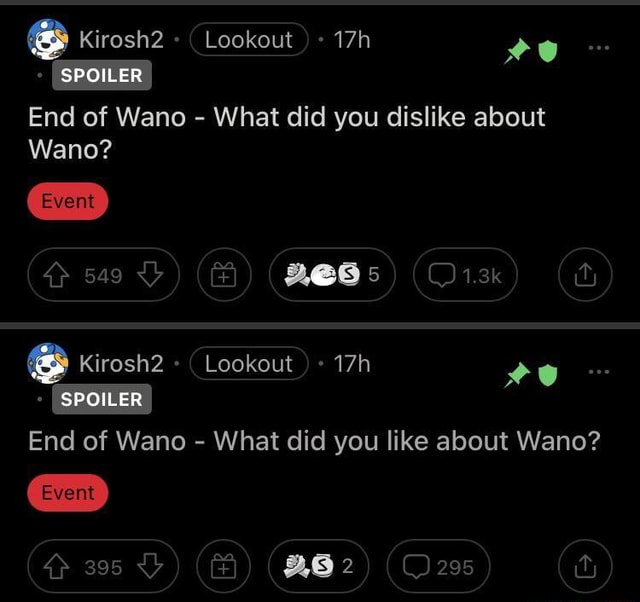 Kirosh? Lookout SPOILER End of Wano - What did you dislike about Wano? Kirosh2 Lookout SPOILER ...