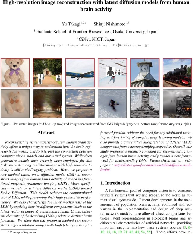 High-resolution image reconstruction with latent diffusion models from human brain activity Yu ...