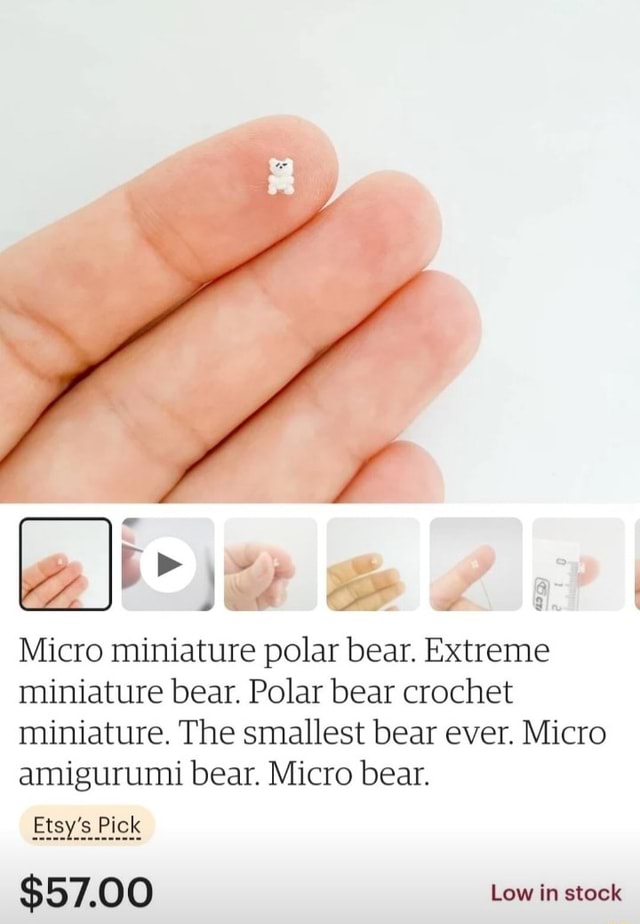 Micro miniature polar bear. Extreme miniature bear. Polar bear crochet ...