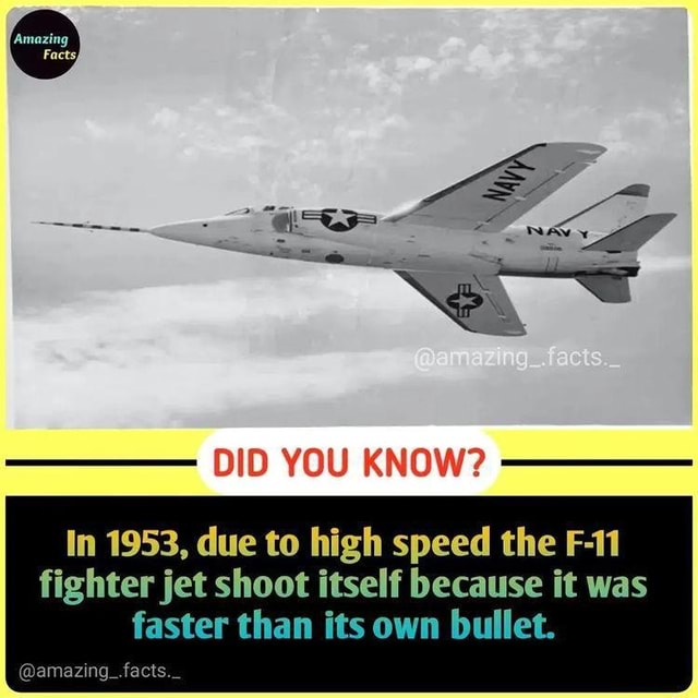 DID YOU KNOW? In 1953, due to high speed the F-11 fighter jet shoot ...