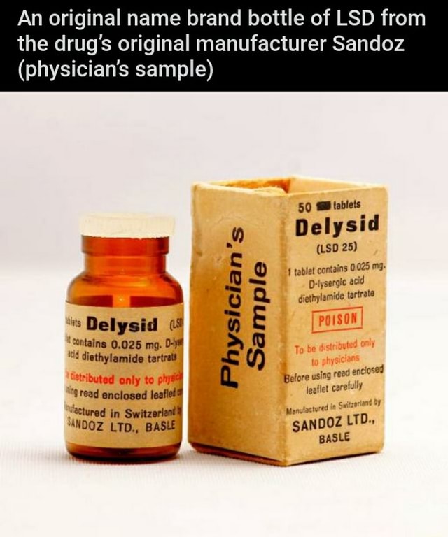 An original name brand bottle of LSD from the drug's original ...