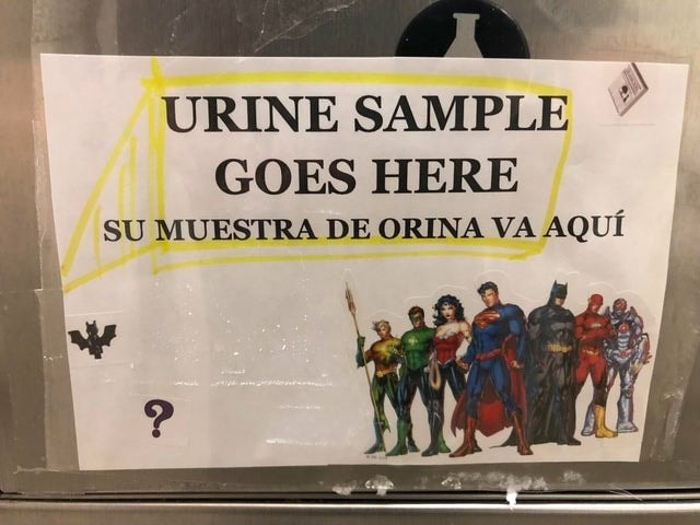 URINE SAMPLE GOES HERE SU MUESTRA DE ORINA VA AQUI - )