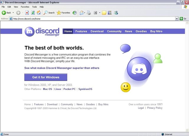 Discord Messenger - Microsoft Internet Explorer File Edt View Favortes ...