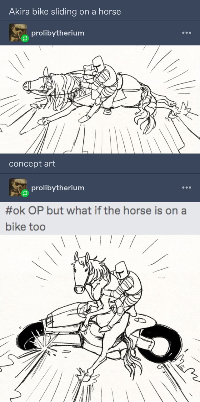 Akira bike sliding on a horse Prolibytherium concept art Prolibytherium ...