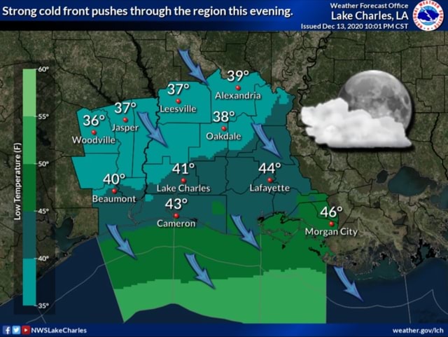 Strong cold front pushes through the region this evening. Temperature ...