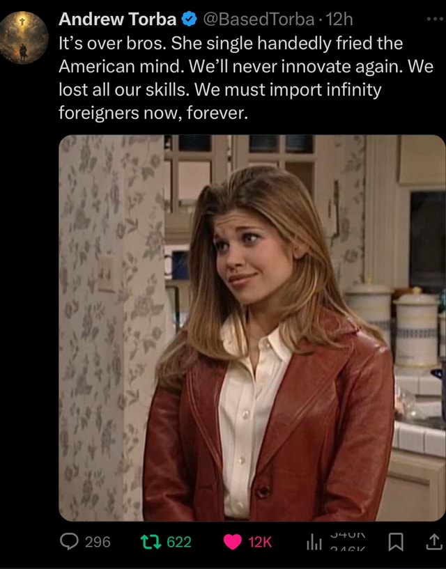 Andrew Torba @ @BasedTorba It's over bros. She single handedly fried ...