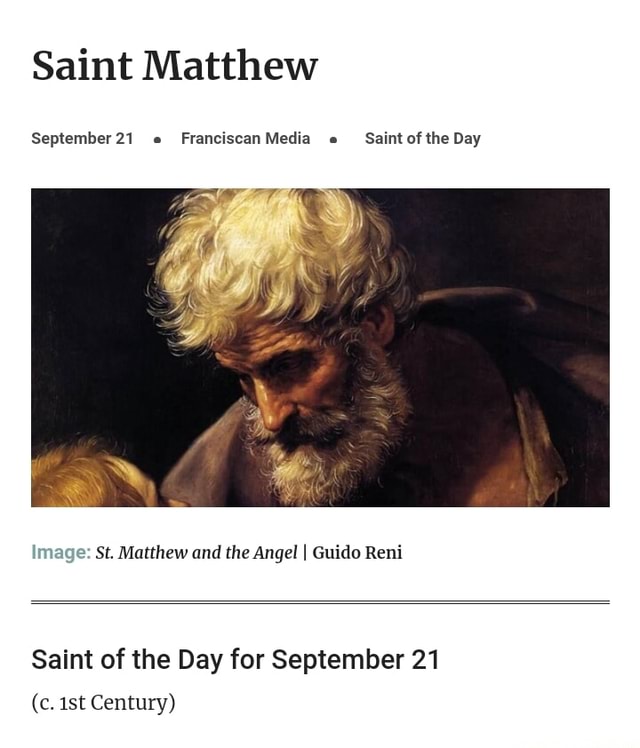 Saint Matthew September 21 franciscan Media e Saint of the Day image ...